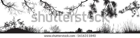 Vector Set Natural Tree Branches Bushes Stock Vector Royalty Free Shutterstock