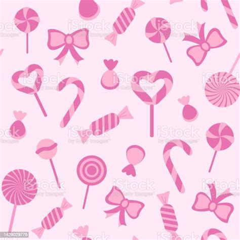 밝은 분홍색의 이음새가 없는 패턴으로 과자 사탕 롤리팝 및 리본이 있습니다 생일 파티를위한 핑크 벡터 일러스트 레이 션 0명에 대한 스톡 벡터 아트 및 기타 이미지 Istock