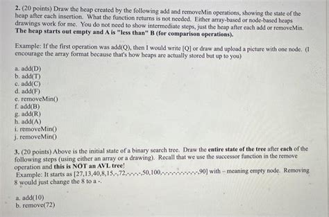 solved 2 20 points draw the heap created by the following