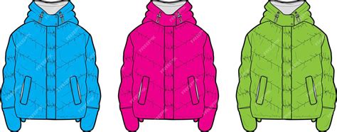 Premium Vector Girls Metallic Puffa Flat Sketch Technical Drawing