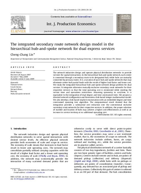 Pdf The Integrated Secondary Route Network Design Model In The