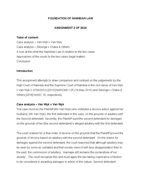 Assignment 2 Foundation Of Nam Law 14 05 2024 Foundation Of Namibian