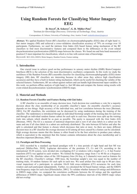 Pdf Using Random Forests For Classifying Motor Imagery Eeg