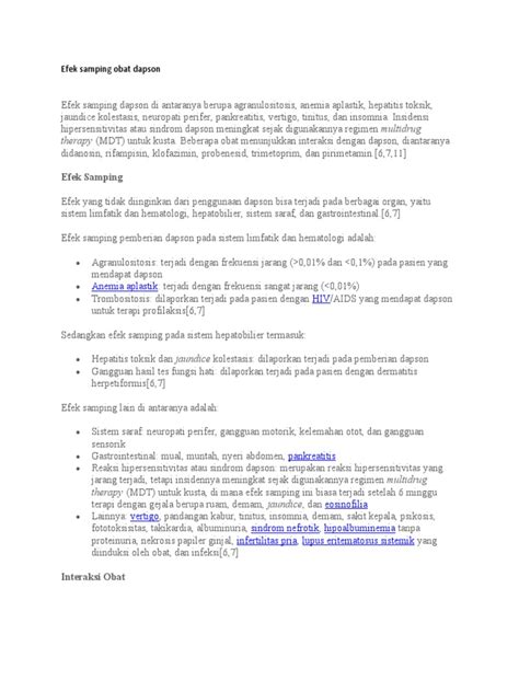 Efek Samping Obat Dapson Dan Indikasi Pdf