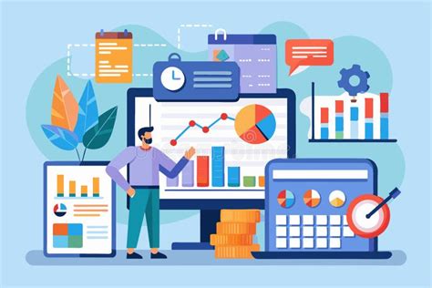 A Person Prepares Monthly Reports Using Charts And Statistics Displayed On Multiple Screens And