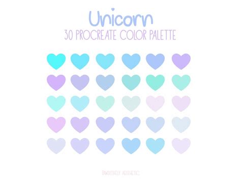 30 种美丽的自定义颜色Unicorn Procreate Color Palette 摄视觉