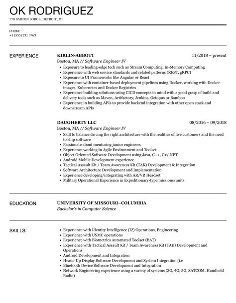 software engineer iv resume samples velvet jobs