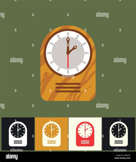 Clock Icon Flat Vector Illustration On Different Colored Backgrounds