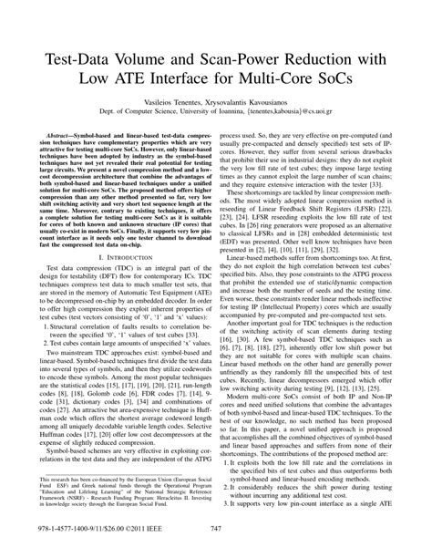 pdf test data volume and scan power reduction with low ate interface