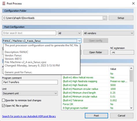 packaged posts autodesk fusion