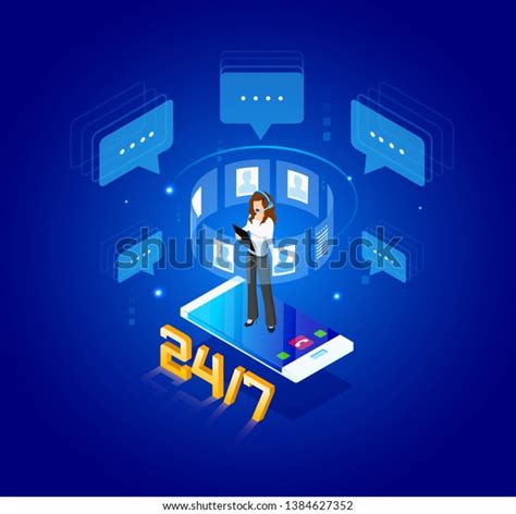 Vector Isometric Illustration Concept Template Online Stock Vector Royalty Free