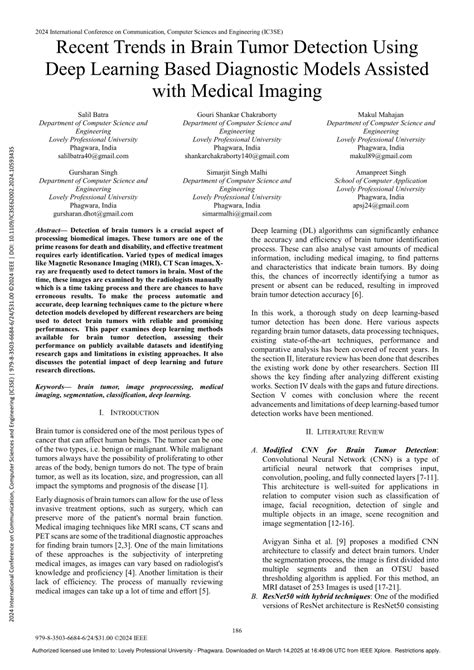 Pdf Recent Trends In Brain Tumor Detection Using Deep Learning Based