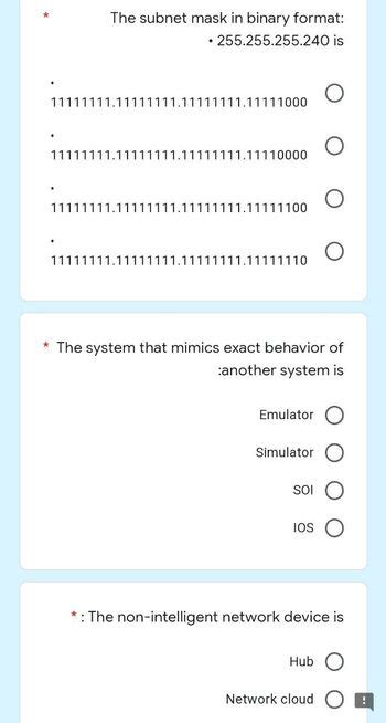 Answered The Subnet Mask In Binary Format 255255255240 Is 11111111