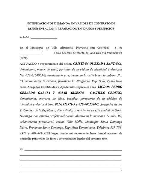 Notificacion De Demanda De Litis Sobre Derechos Registrados Jessica