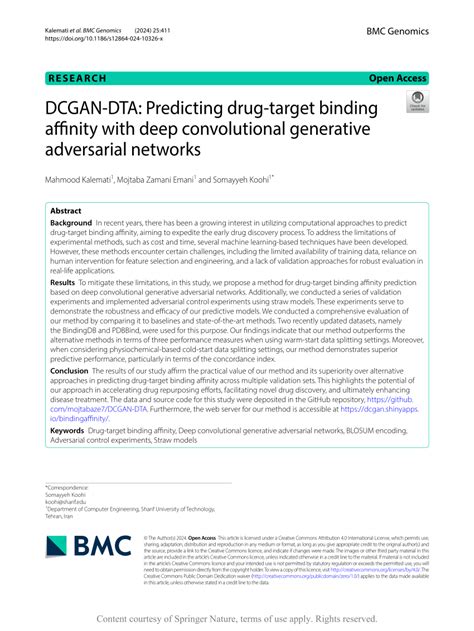 Pdf Dcgan Dta Predicting Drug Target Binding Affinity With Deep