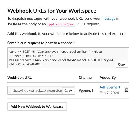 how to model slack webhook connections in knock knock