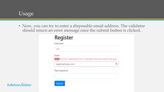 How To Use Mailbox Validator Symfony Bundle To Validate Email PPT