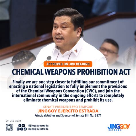 Jinggoy Senate Passes Bill Banning Chemical Weapons Inches Closer To