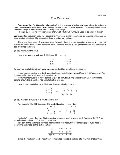 row reduction 5 30 row reduction row reduction or gaussian