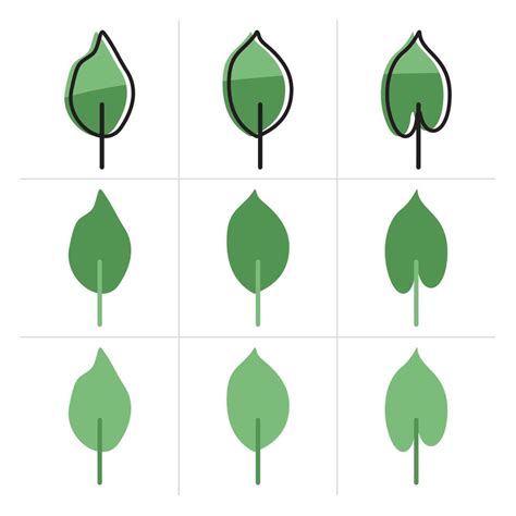Tree Line Icon Set Collection Of Vector Illustrations On White Green