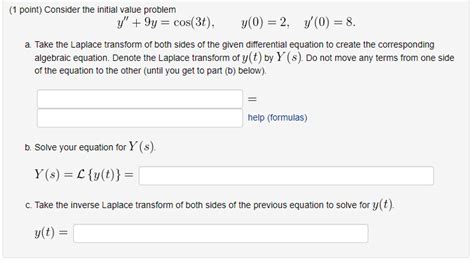 solved consider the initial value problem y 9y