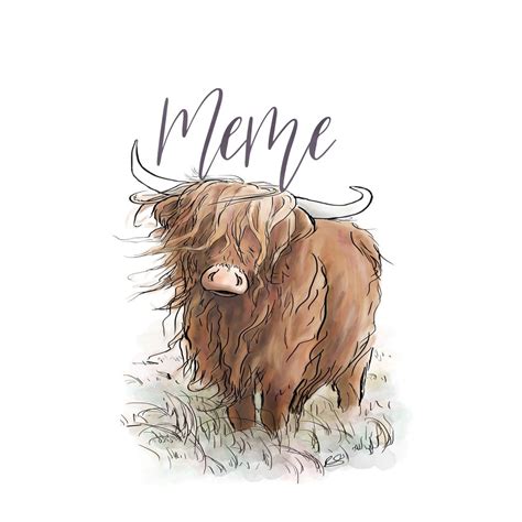 Vintage Highland Cow Meme Png Etsy