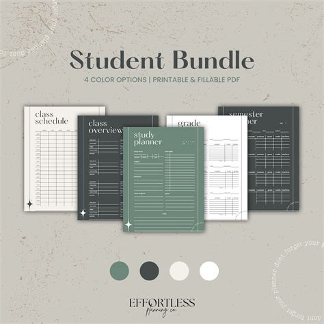 Printable Planner Printable Student Planner Bundle Study Planner