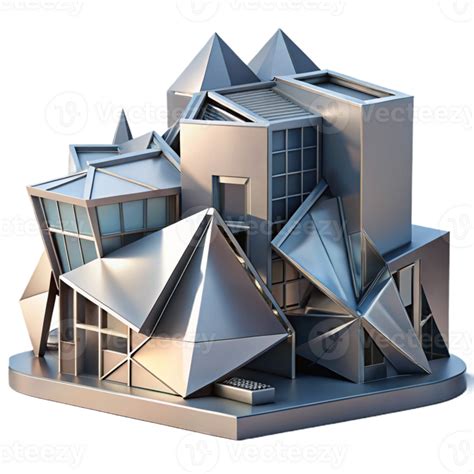 Elegant Creative Deconstructivist Museum Fragmented Forms Sharp Angles Metallic Cladding
