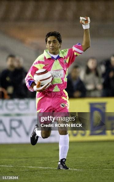 Mexican Goalkeeper Jorge Campos Salutes The Crowd As He Takes To The