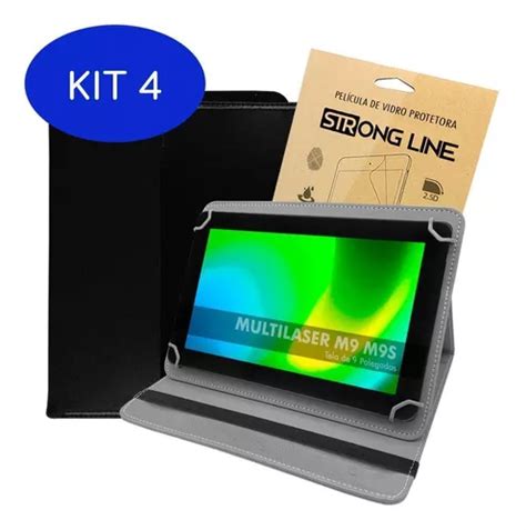 Kit 4 Capa Tablet Multilaser M9 M9s Case Pasta Pelicula