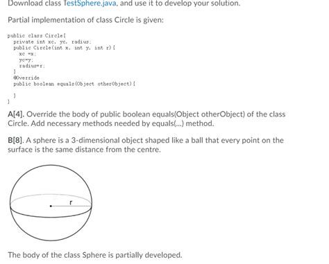Solved Download Class TestSphere Java And Use It To Develop Chegg Com
