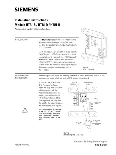 Installation Instructions Models Htri S Htri D Htri R Addressable