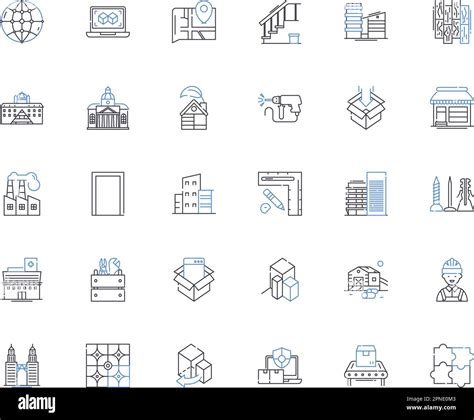 Manufacturing Line Icons Collection Production Assembly Fabrication Automation Machining
