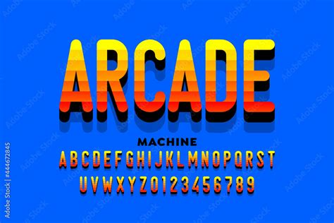 Arcade Machine Game Style Font Alphabet Letters And Numbers Vector Illustration Stock Vector
