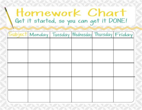 Homework Chart Template