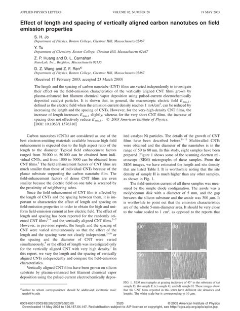 Pdf Effect Of Length And Spacing Of Vertically Aligned Carbon