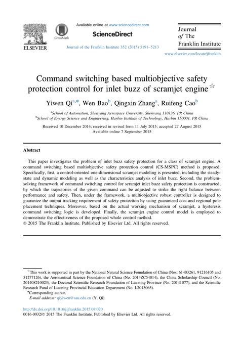 Pdf Command Switching Based Multiobjective Safety Protection Control
