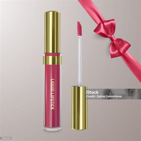 현실적인 활과 체리 색상의의 현실적인 립스틱 3 차원 일러스트 레이 션 광고에 대 한 최신 유행 화장품 디자인 건강관리와 의술에 대한 스톡 벡터 아트 및 기타 이미지