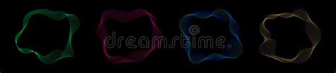 Colorful Abstract Waveforms On A Dark Background Stock Illustration