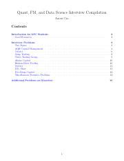 Quant Interview Prep Pdf Quant FM And Data Science Interview Compilation Aaron Cao Contents