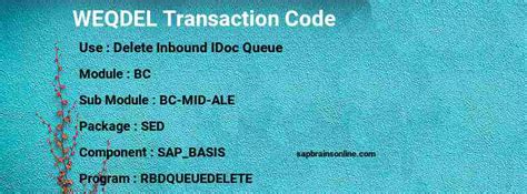 Weqdel Sap Tcode For Delete Inbound Idoc Queue
