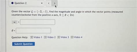 Solved Question ū Given the vector u find the Chegg