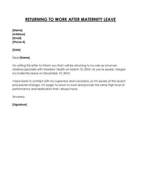 15 Return To Work Letters Samples Templates