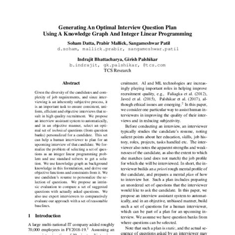 Generating An Optimal Interview Question Plan Using A Knowledge Graph And Integer Linear