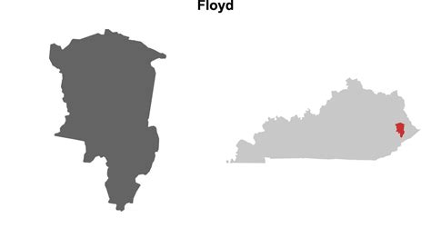 Floyd County Kentucky Blank Outline Map Set 56388148 Vector Art At