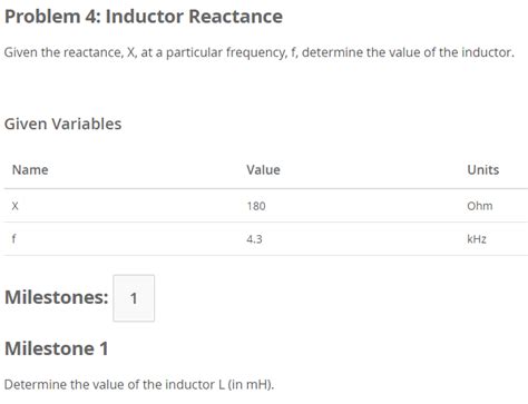 Solved Problem 4 Inductor Reactance Given The Reactance X