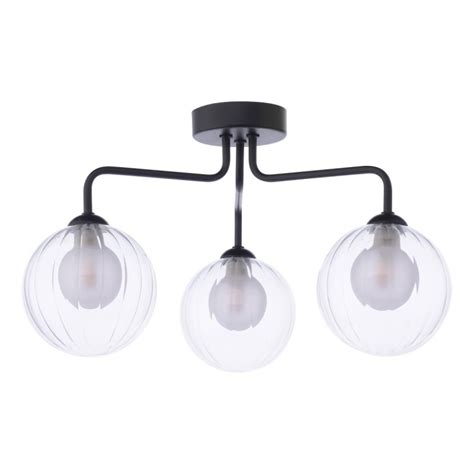 Dar Lighting Feya 3 Light Semi Flush Ceiling Light In Matt Black With