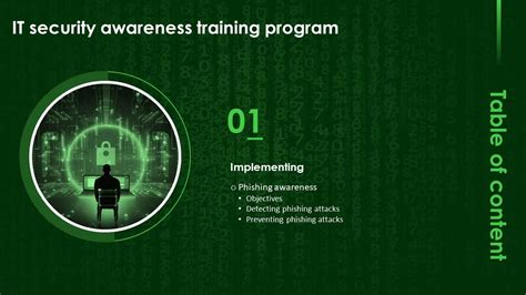 it security awareness training program implementing table of contents