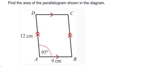 Find The Area Of The Parallelogram Shown In The Diagram D 12 Cm C 95 A