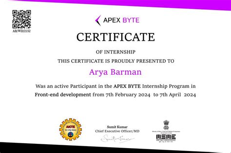 Frontenddevelopment Internship Apexbyte Webdevelopment